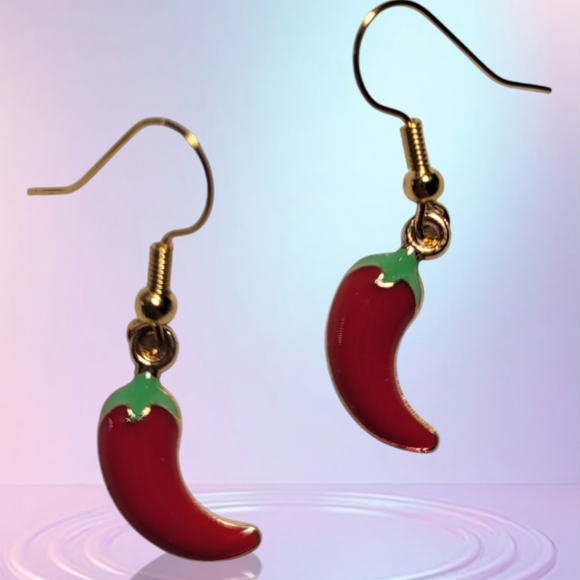 Jewelry | Chili Pepper Red And Gold Earrings | Poshmark